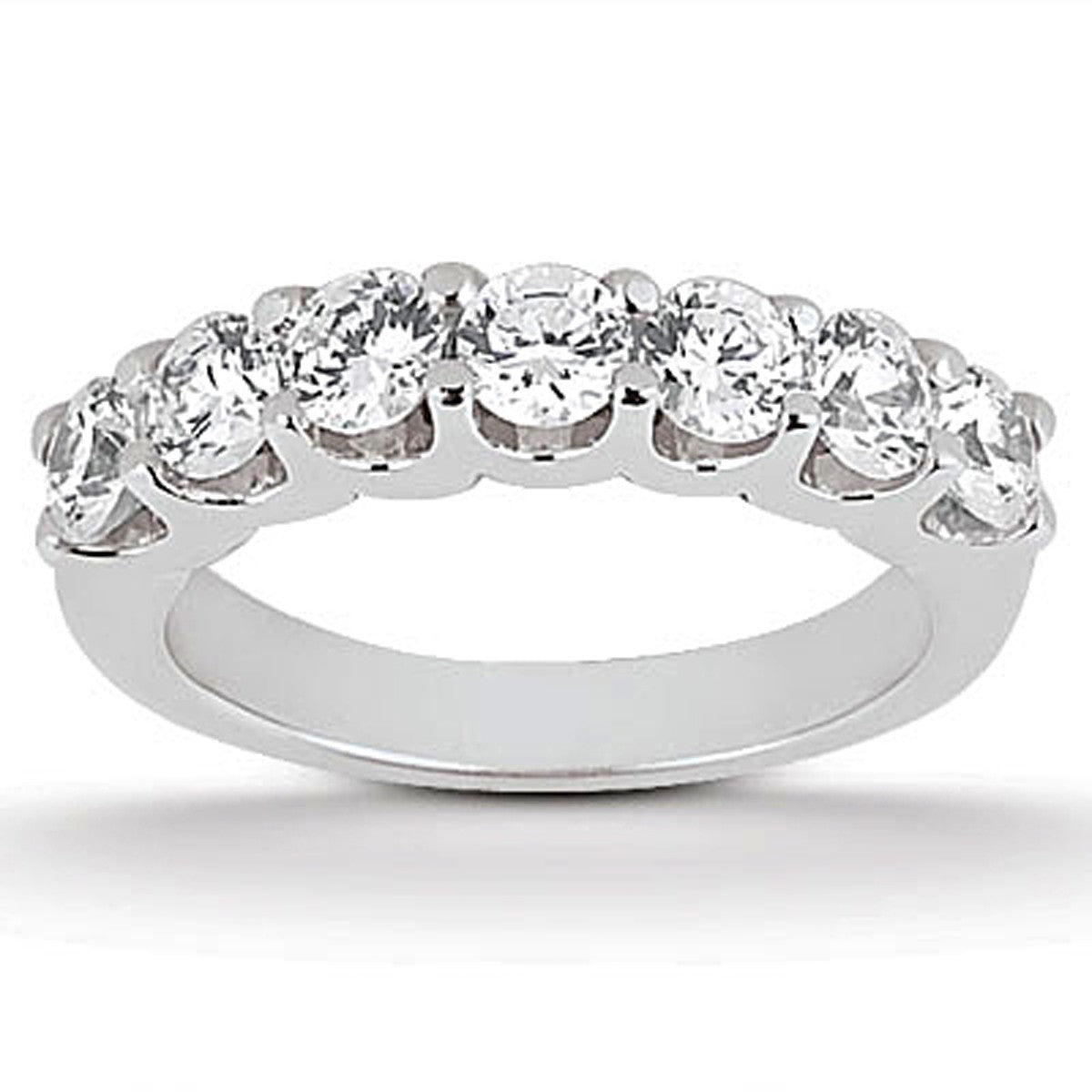 14k White Gold Diamond Scalloped Shared U Prong Setting Wedding Ring B ...